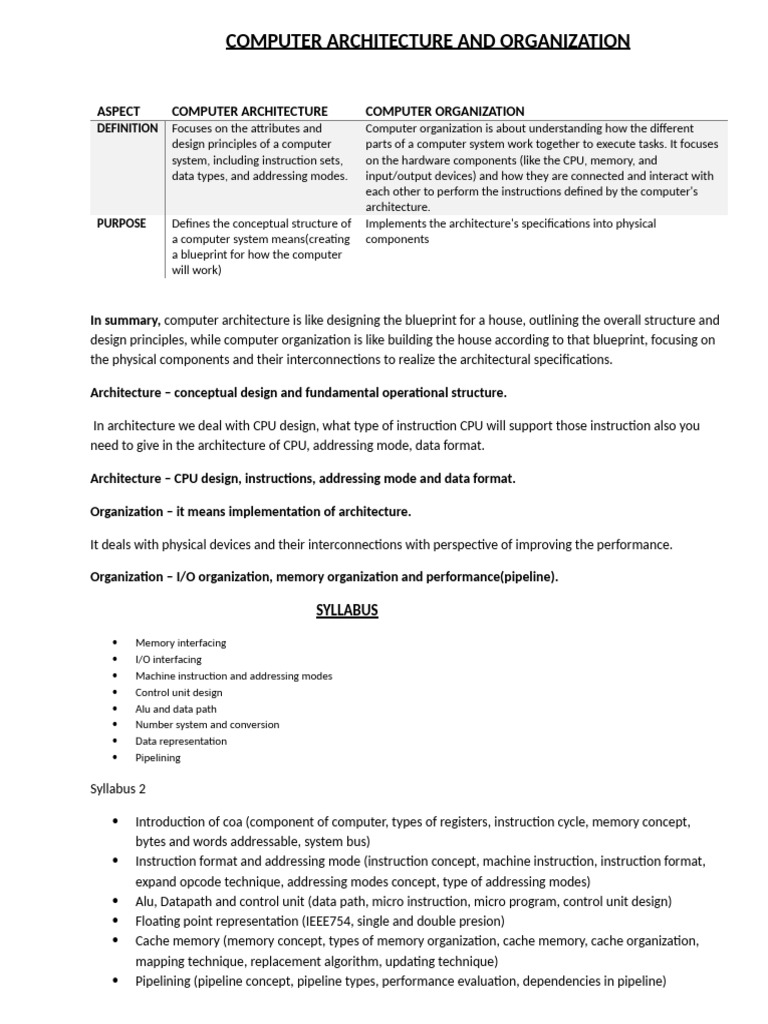 Computer Architecture and Organization Guide | PDF | Computer Data ...