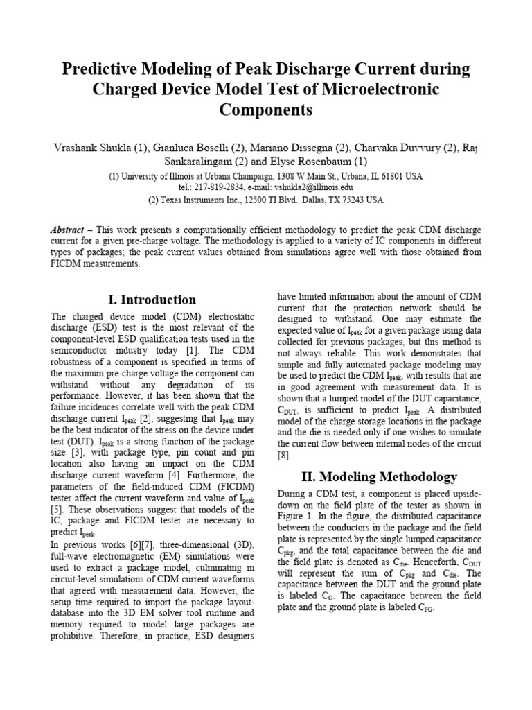 (提取物2D电容模型) Predictive Modeling of Peak Discharge Current During ...