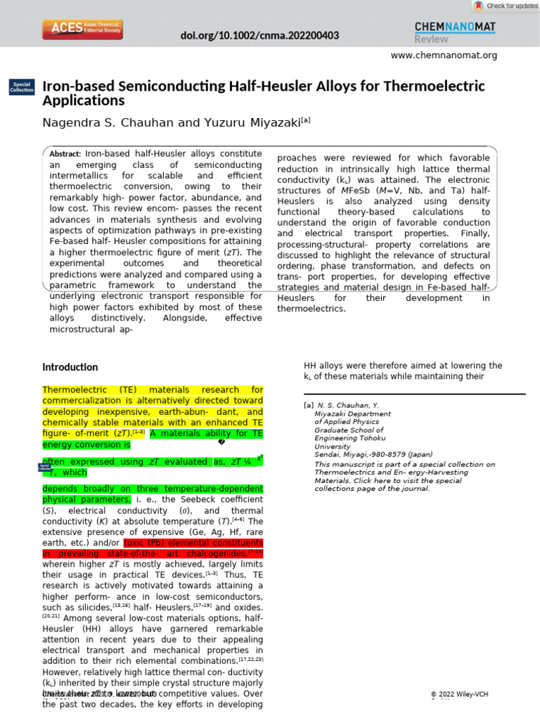 Iron Based Semiconducting Half Heusler Alloys For Thermoelectric Applications | PDF | Doping ...