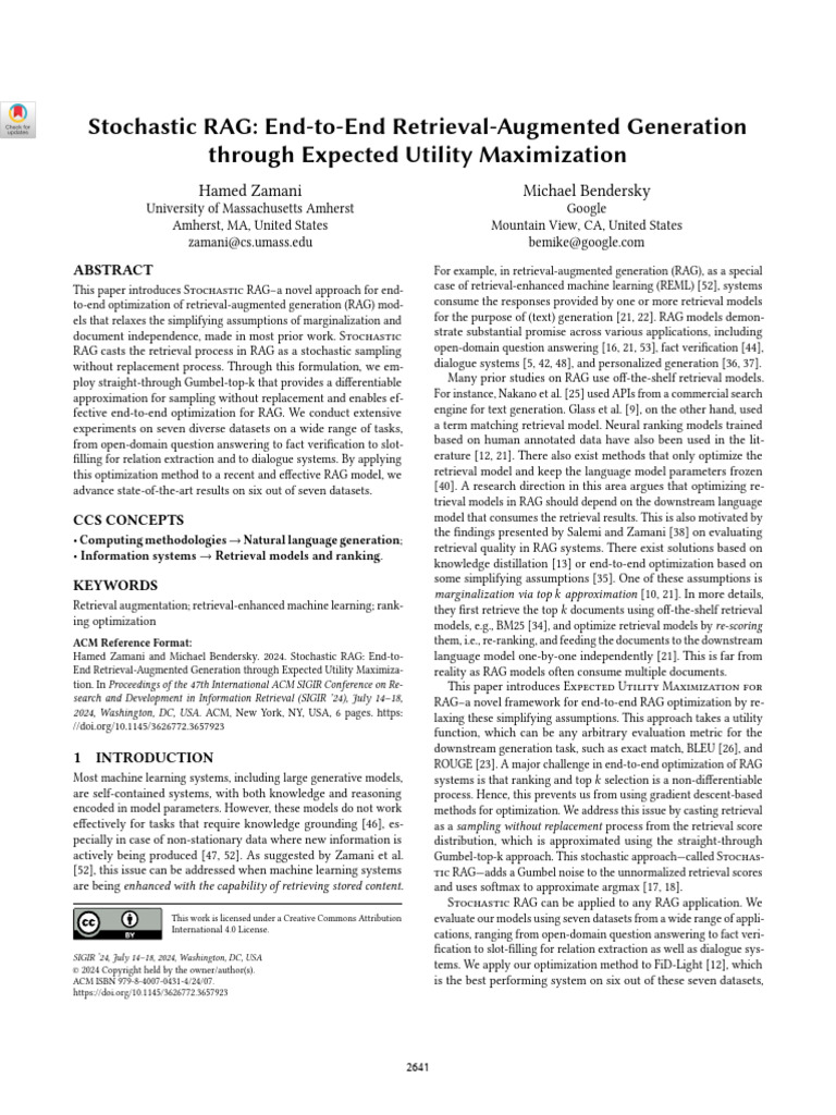 Stochastic Rag End To End Retrieval Augmented Generation Through Expected Utility Maximization 