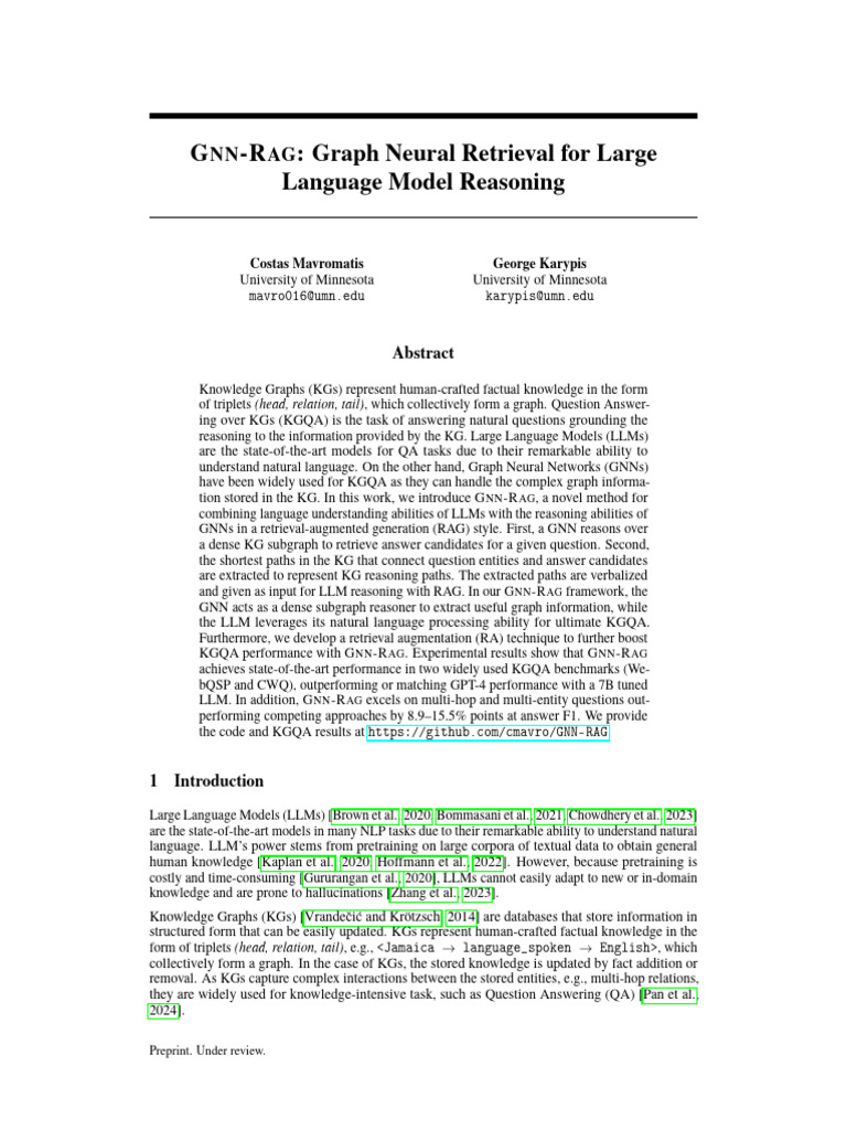 GNN-RAG Graph Neural Retrieval For Large Language Model Reasoning | PDF | Artificial ...