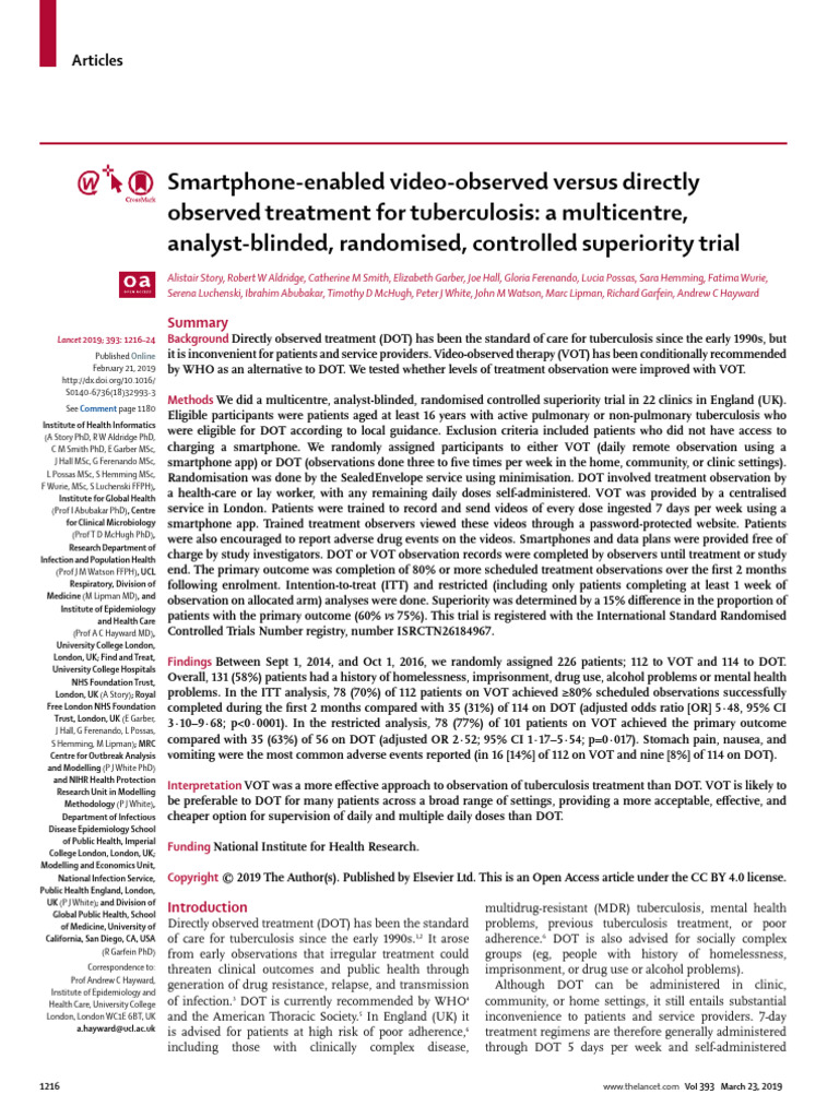 8smartphone Enabled Video-Observed Versus Directly Observed Treatment ...
