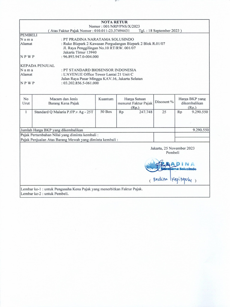 Nota Retur | PDF