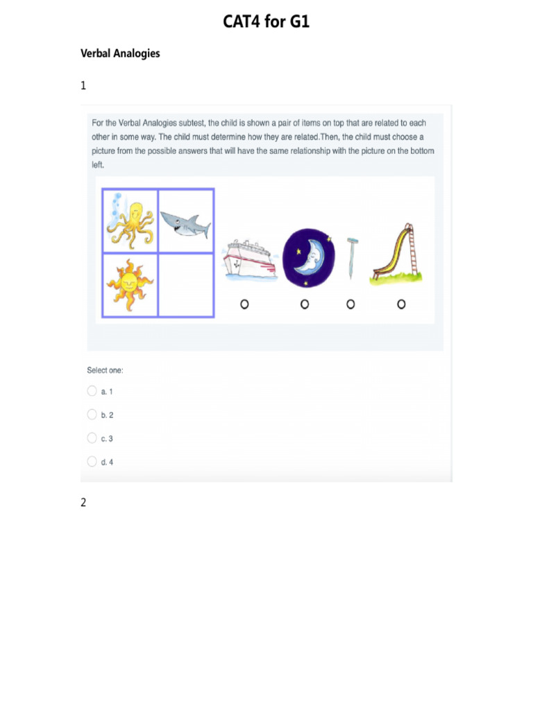 Do - CAT4 For G1-05-Verbal Analogies | PDF