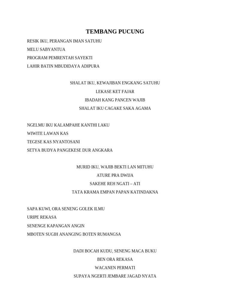 Tembang Pucung | PDF