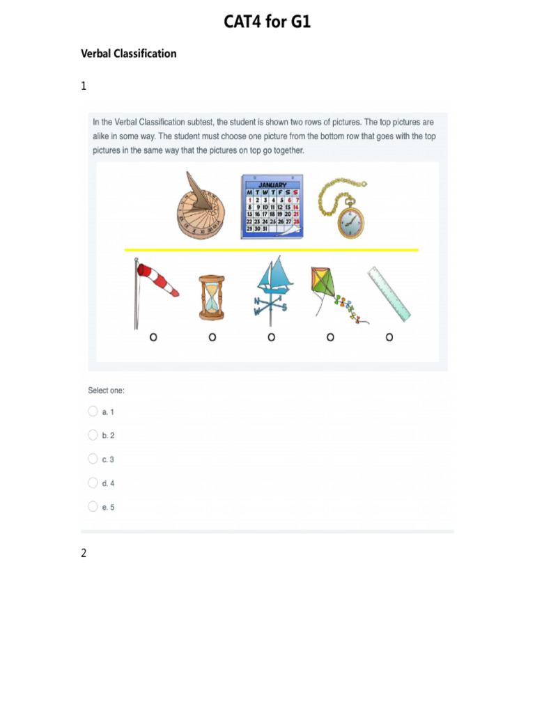 Do - CAT4 For G1-06-Verbal Classification | PDF