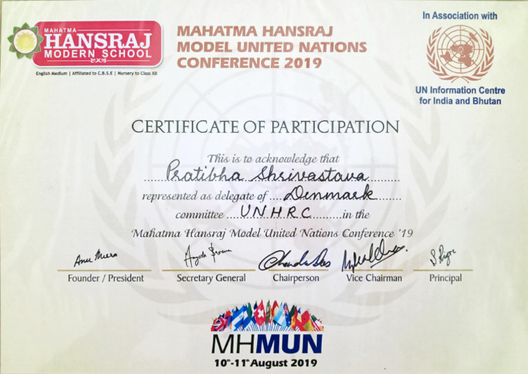 MUN Certificate 2 | PDF