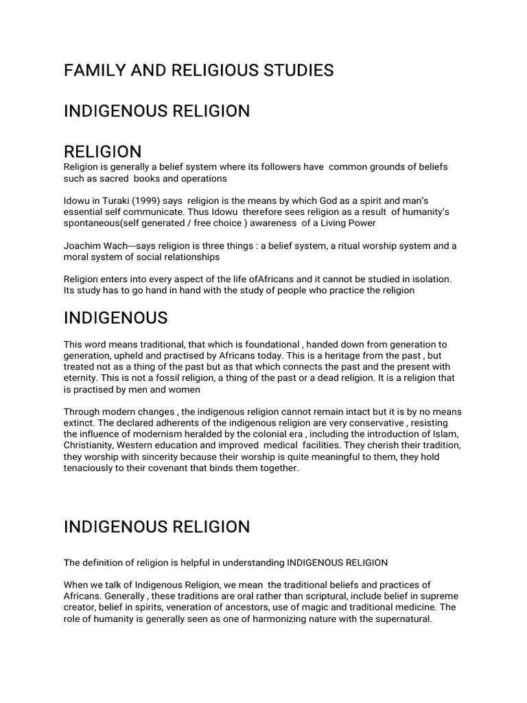 Understanding Indigenous Religion in Africa | PDF