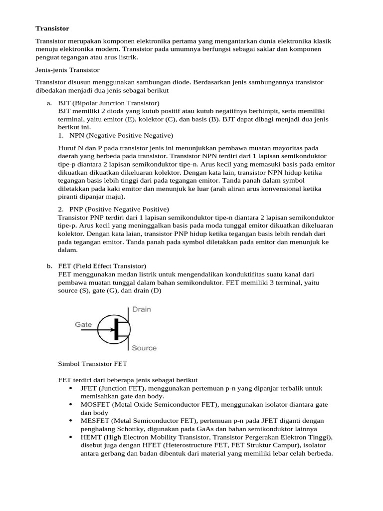 Jenis dan Simbol Transistor dalam Elektronika | PDF | Metode & Bahan ...