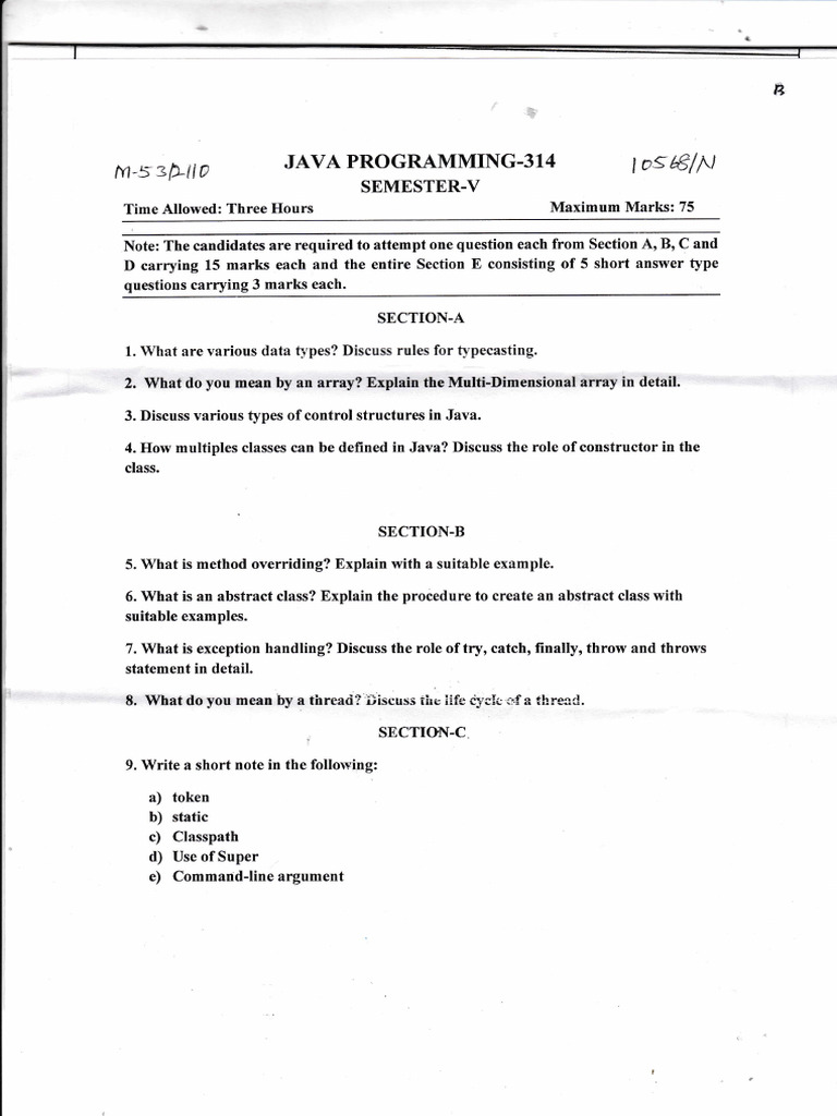 Java Programming Exam Guide | PDF | Technology & Engineering