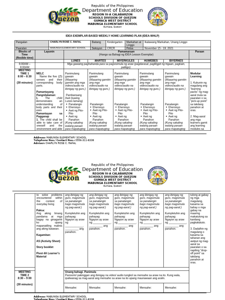 KG WHLP IDEA Week 11 qtr2 | PDF