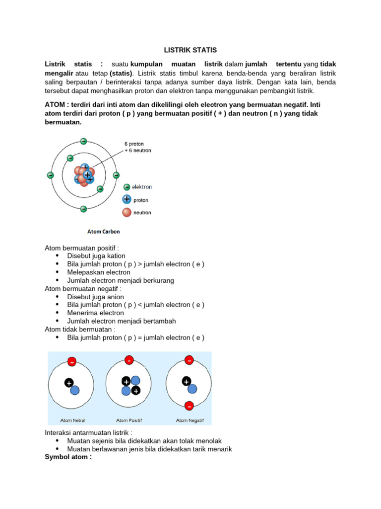 Interaksi dan Medan Listrik Statis | PDF | Sains & Matematika ...