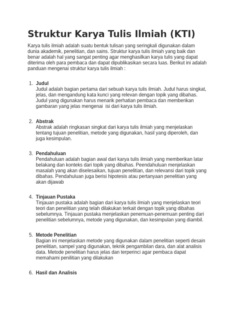Struktur Karya Tulis Ilmiah | PDF