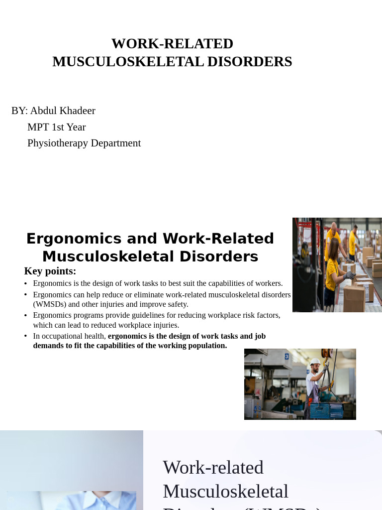 Work Related Musculoskeletal Disorders WMSDs CLASSROOM TEACHING | PDF ...