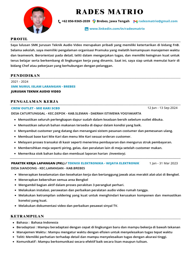JOBSTREETEXPRESS RadesMatrio Resume 20241015 | PDF