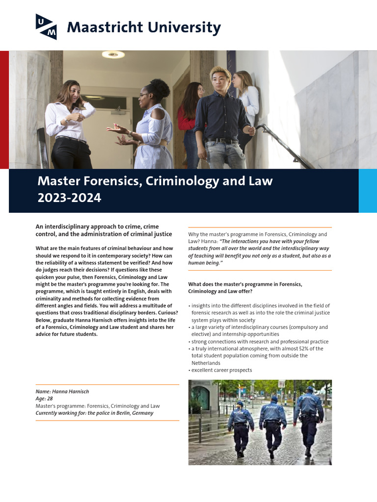 Factsheet Master Forensics, Criminology and Law 2023-2024 Def | PDF ...