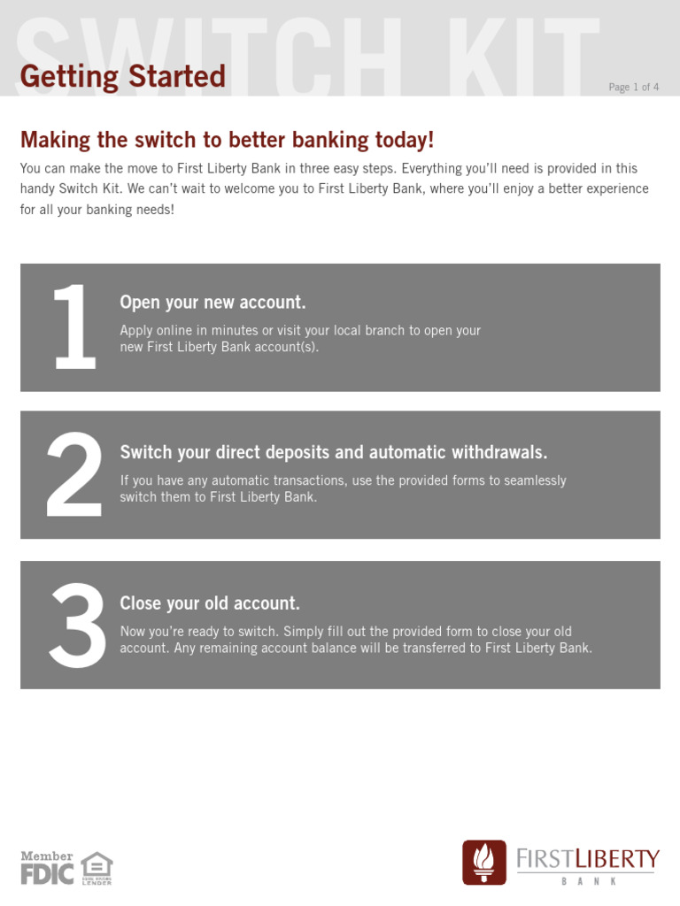 First Liberty Bank Switch Kit Guide | PDF | Banks | Personal Finance