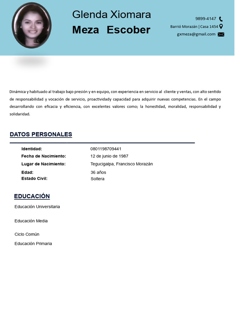 CV Glenda Xiomara | PDF