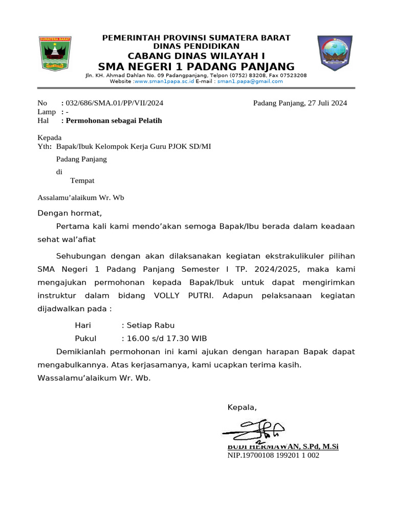 Surat Permohonan Sebagai Pelatih S1 TP 2024-2025 | PDF | Karier & Perkembangan | Kesehatan Holistik