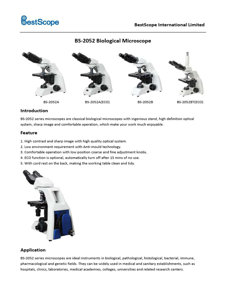 Brosur Biological Microscope BS-2052 | PDF | Optics | Electromagnetic ...