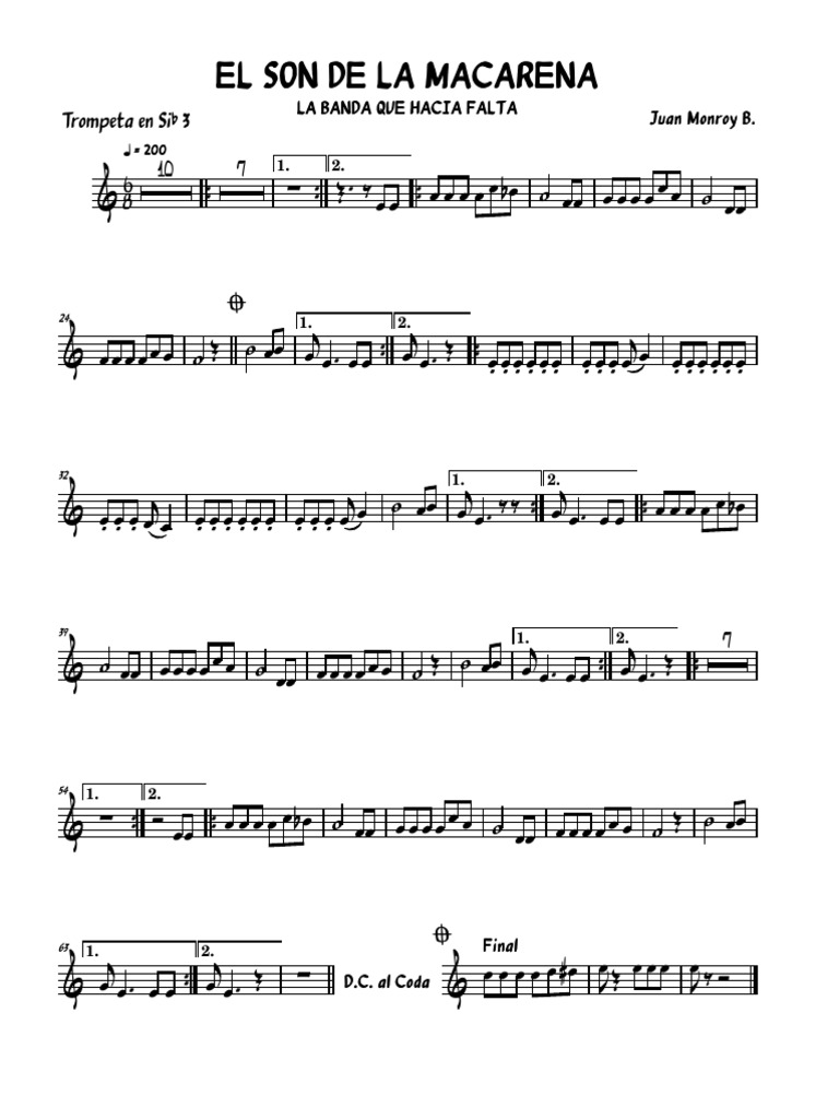Macarena Sheet Music for Trumpet | PDF