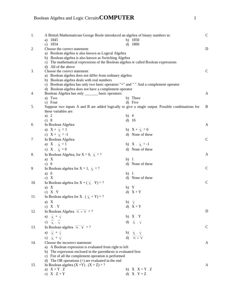 Boolean And Logic Pdf Logic Gate Boolean Algebra 1220