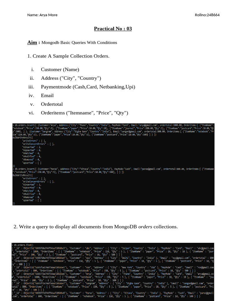 Practical No 3 | PDF | No Sql | Computer Data