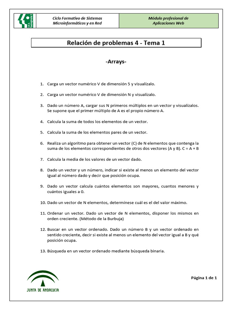Relación de Problemas 4 | PDF