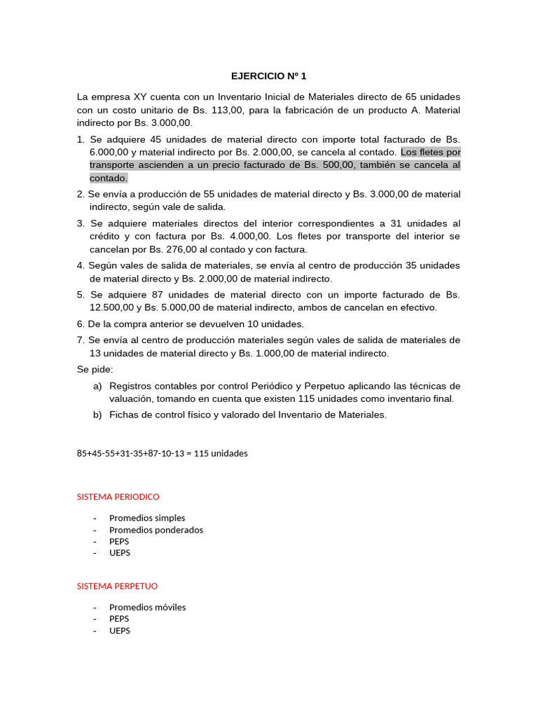 Ejercicio Materiales | PDF