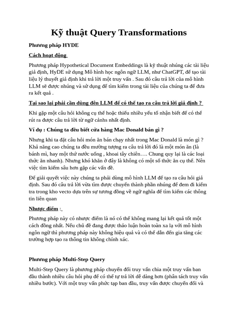 Kỹ thuật Query Transformations | PDF
