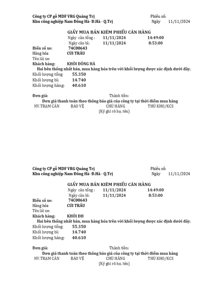 Phieu Can 11.11 | PDF