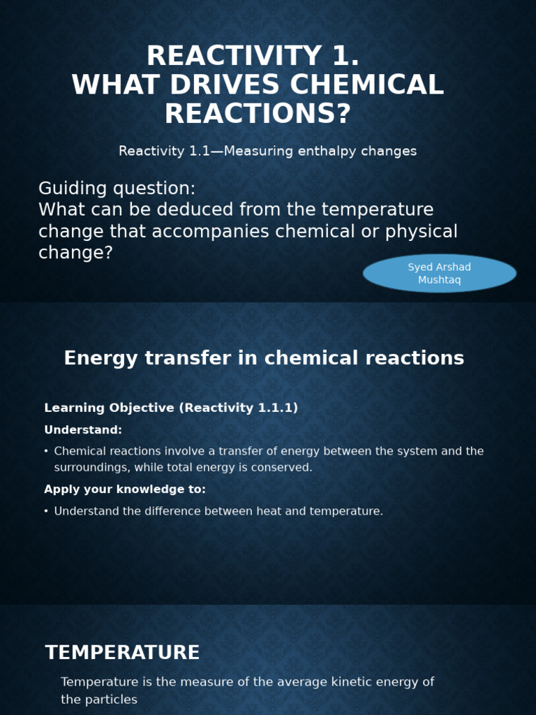 IB Chem Reactivity 1.1 Lesson 1 Measuring Enthalpy Changes - (1.1.1-1.1 ...