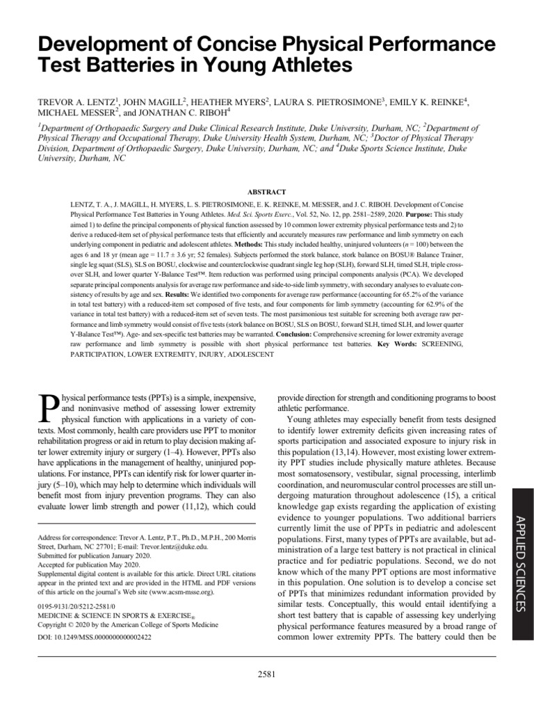 Development of Concise Physical Performance Test.12 | PDF | Principal ...