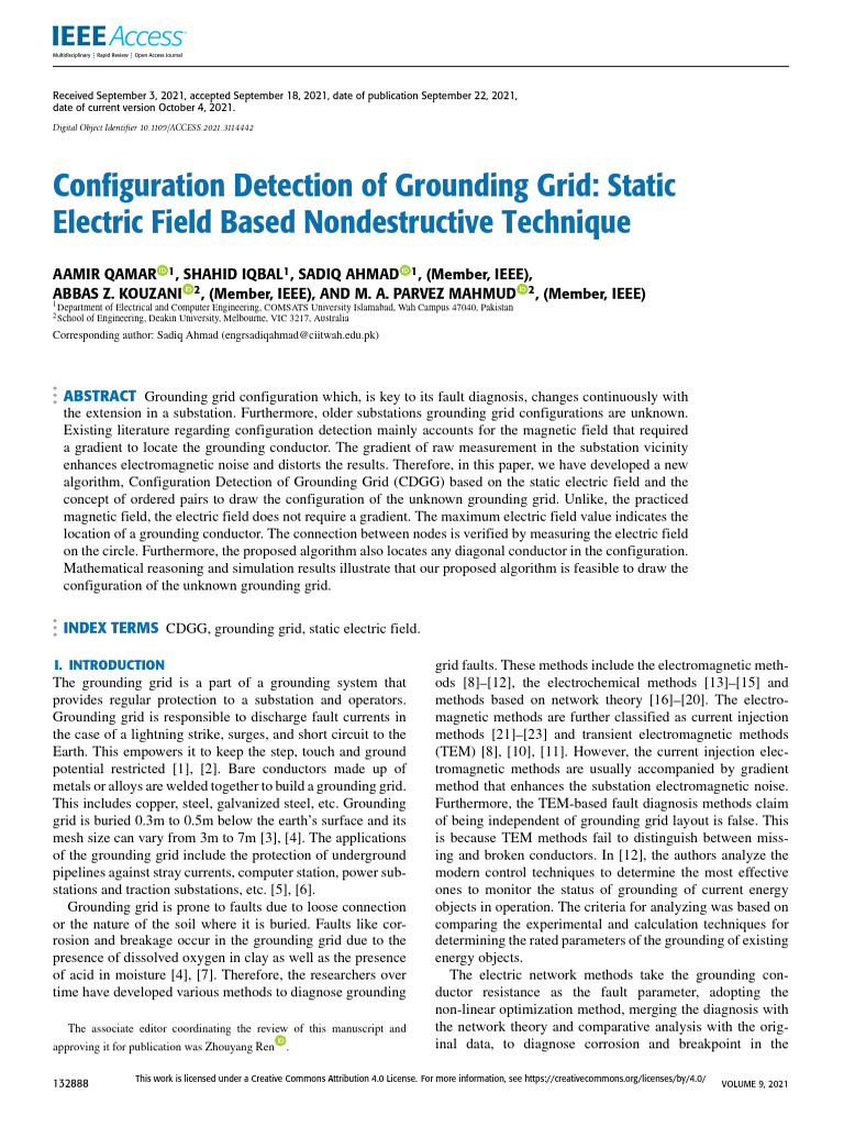 Configuration Detection of Grounding Grid Static Electric Field Based Nondestructive Technique ...