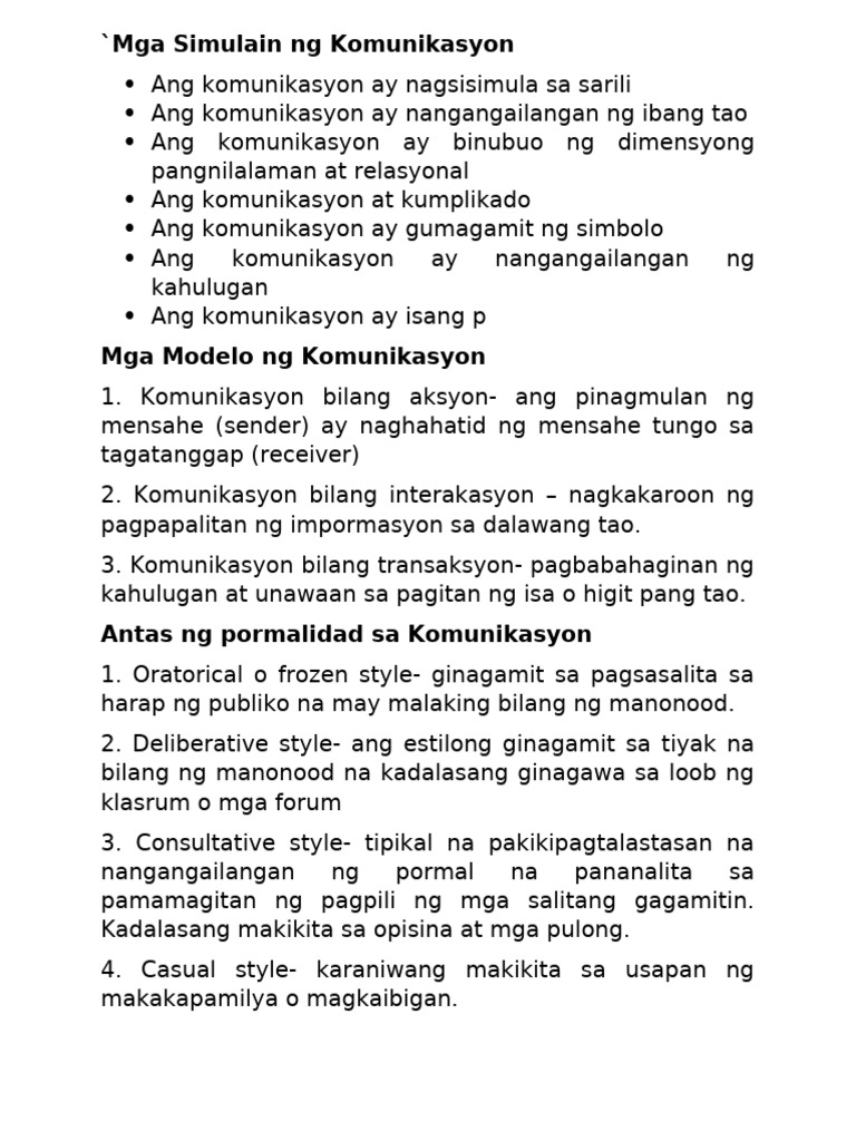 q1 W2mga Simulain NG Komunikasyon | PDF