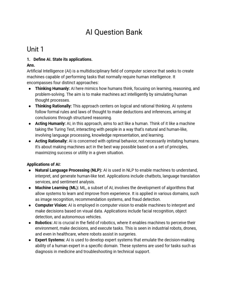 AI Question Bank Boards | PDF | Artificial Intelligence | Intelligence ...