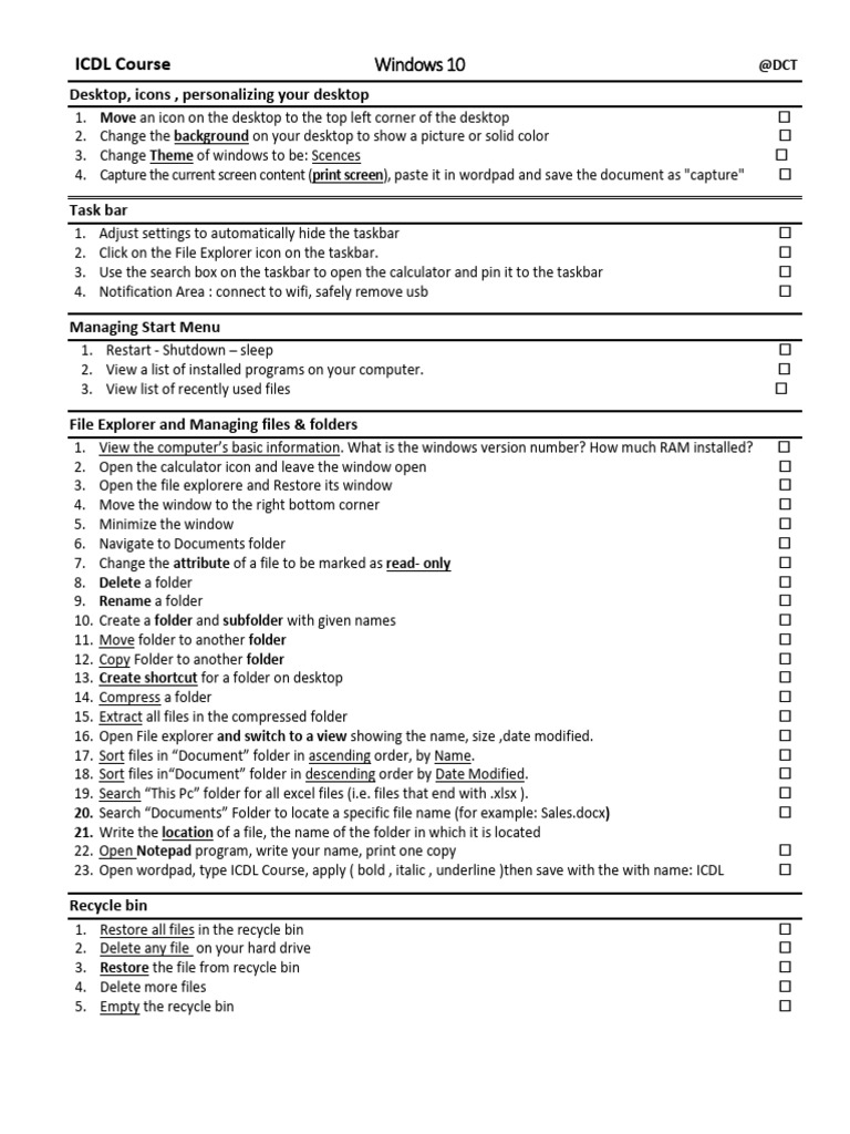 Windows Practice Sheet 2020 | PDF | Microsoft Software | System Software