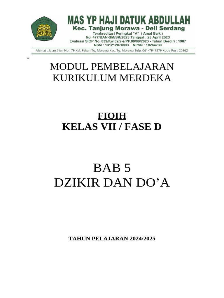 Dzikir dan Doa Kelas VII | PDF | Karier & Perkembangan