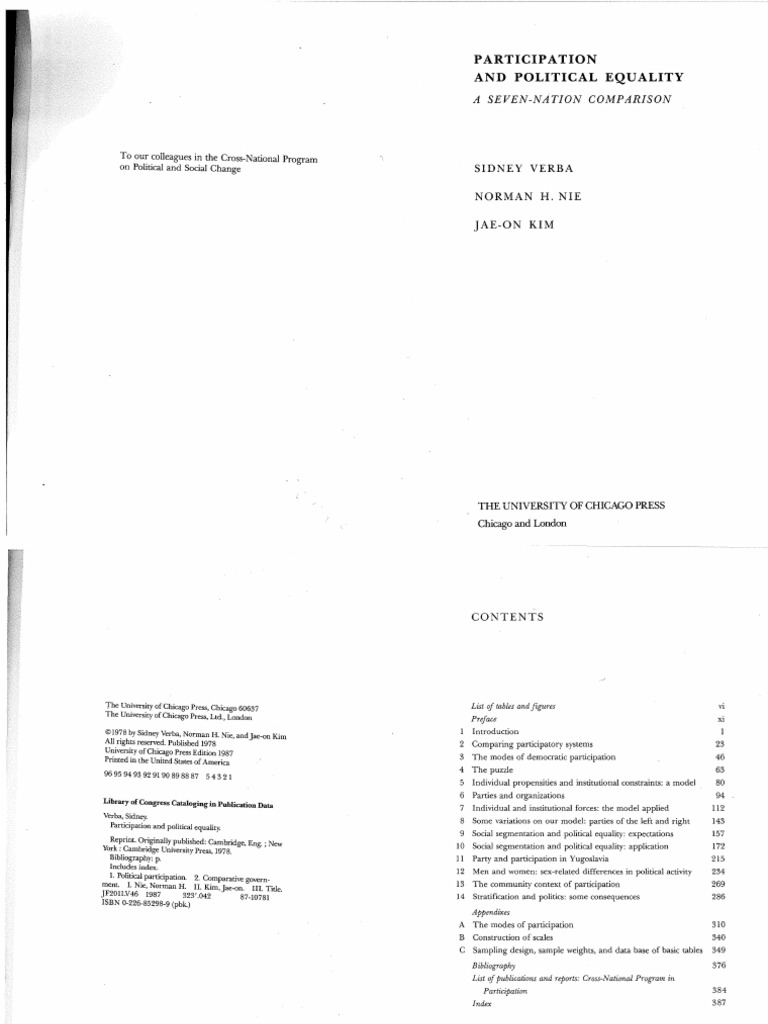 Verba, Nie, Kim - 1978 - Political Participation CH1 | PDF | Factor ...