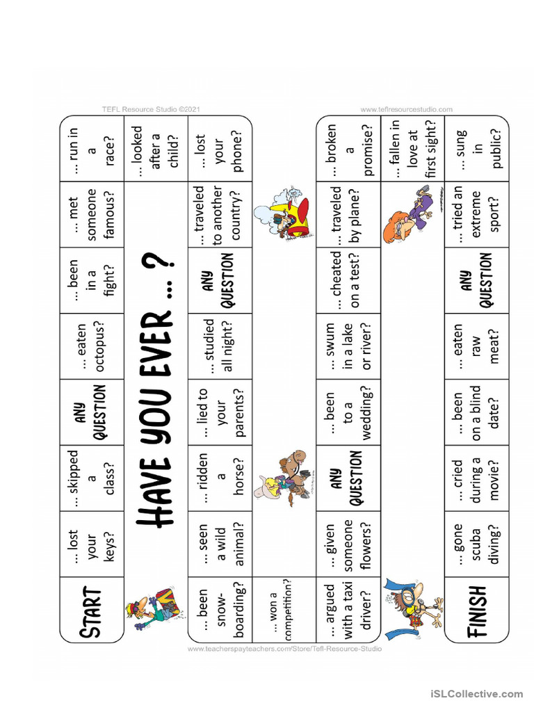Have You Ever - Present Perfect Boardgame (US English) | PDF