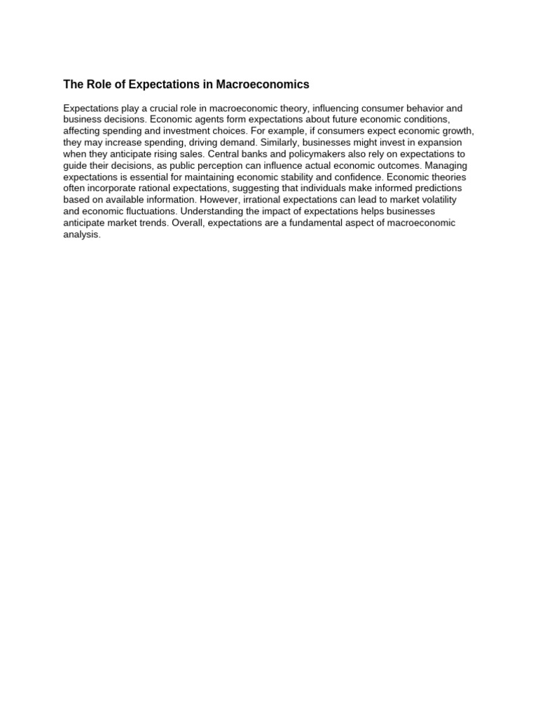 The Role of Expectations in Macroeconomics | PDF | Career & Growth | Business