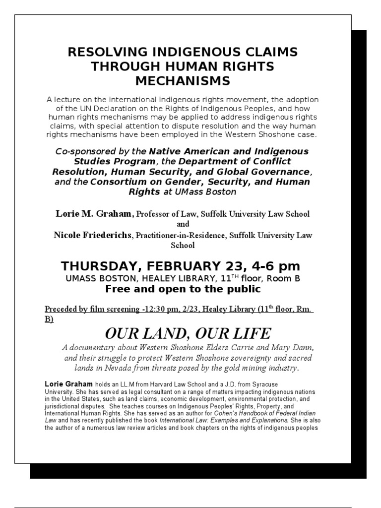 Our Land, Our Life: Resolving Indigenous Claims Through Human Rights ...