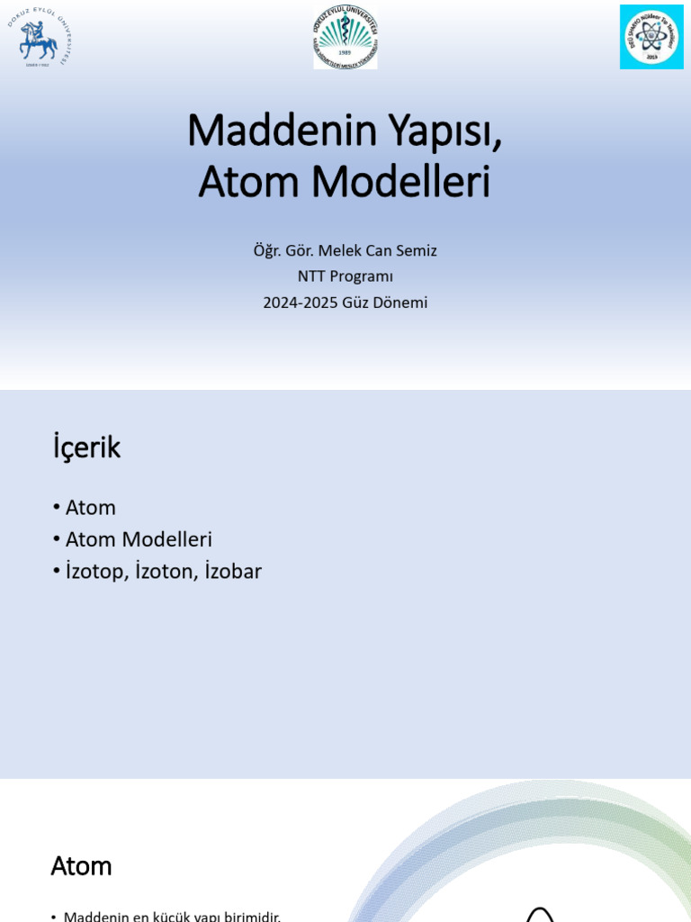 Hafta3 MaddeninYapisi AtomModelleri | PDF