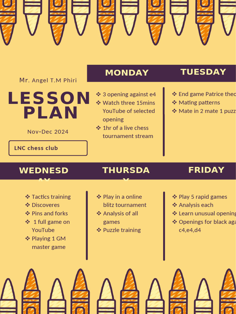 Chess Lesson Plan: Blitz & Tactics | PDF