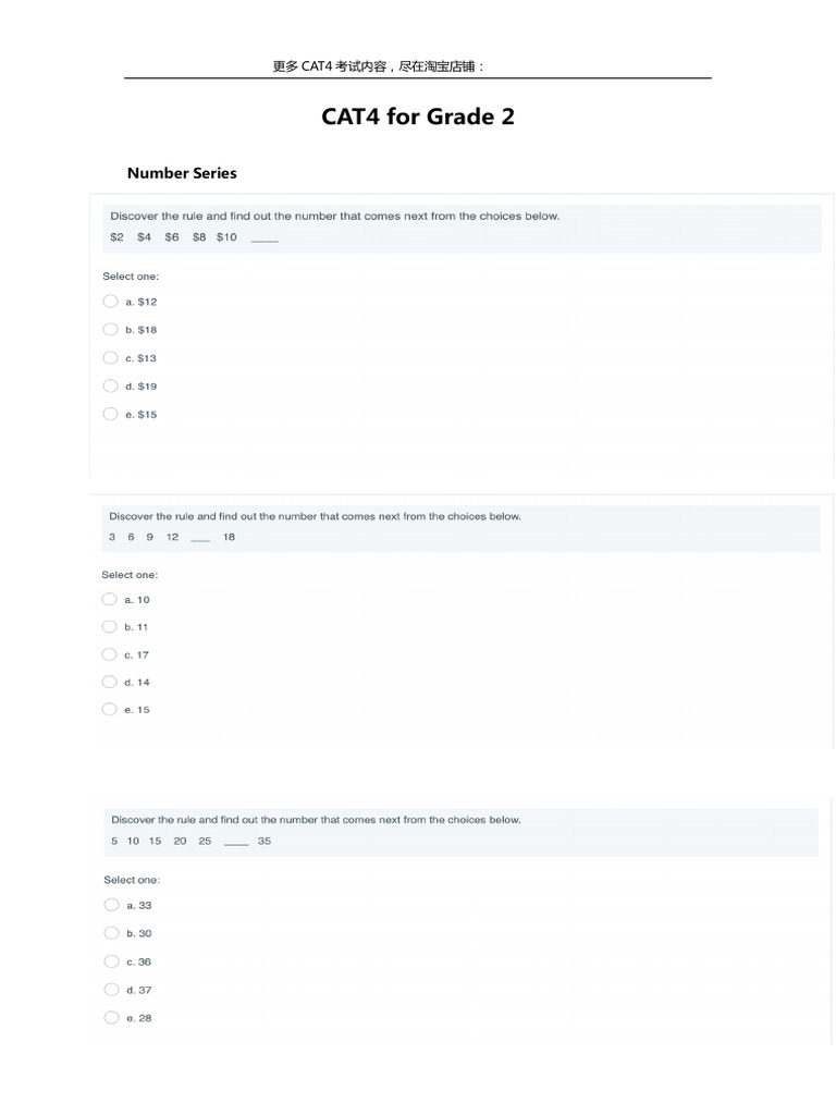 CAT4 For G2-07-Number Series | PDF