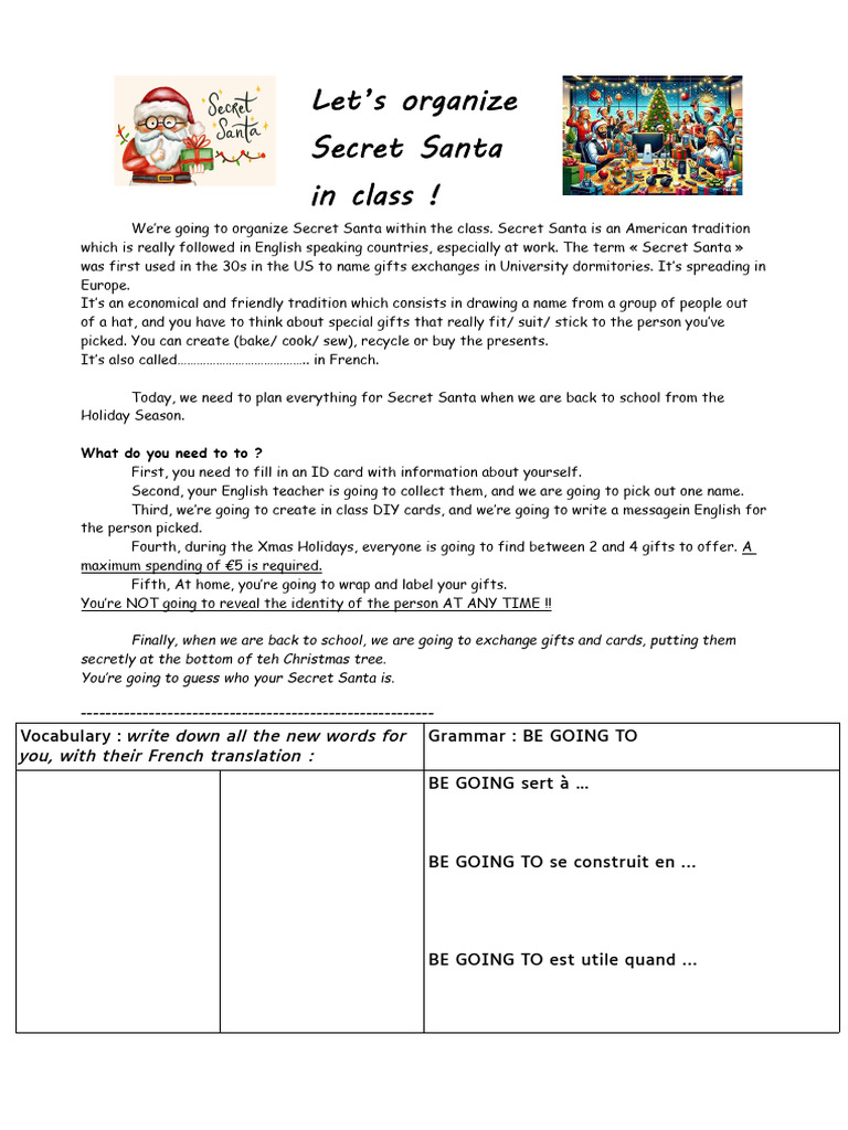 Secret Santa Instructions | PDF | Christmas Traditions | Seasonal ...