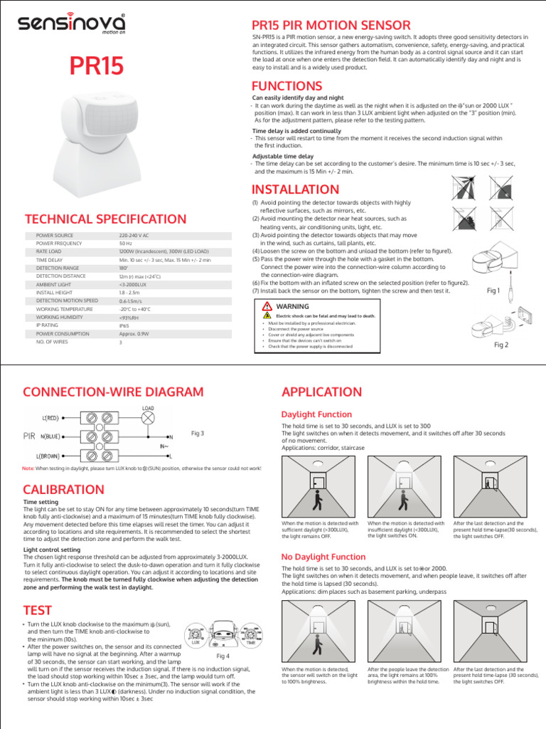 02 Sensinova - PR15 Datasheet | PDF | Equipment | Electrical Engineering