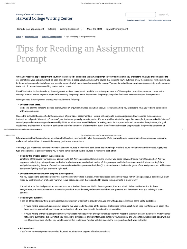 1.tips For Reading An Assignment Prompt | PDF