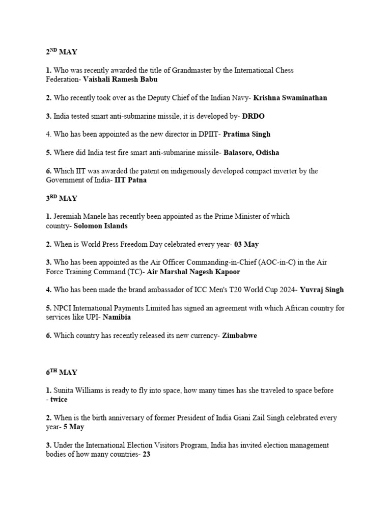 Recent Appointments And Events In India Pdf Travel