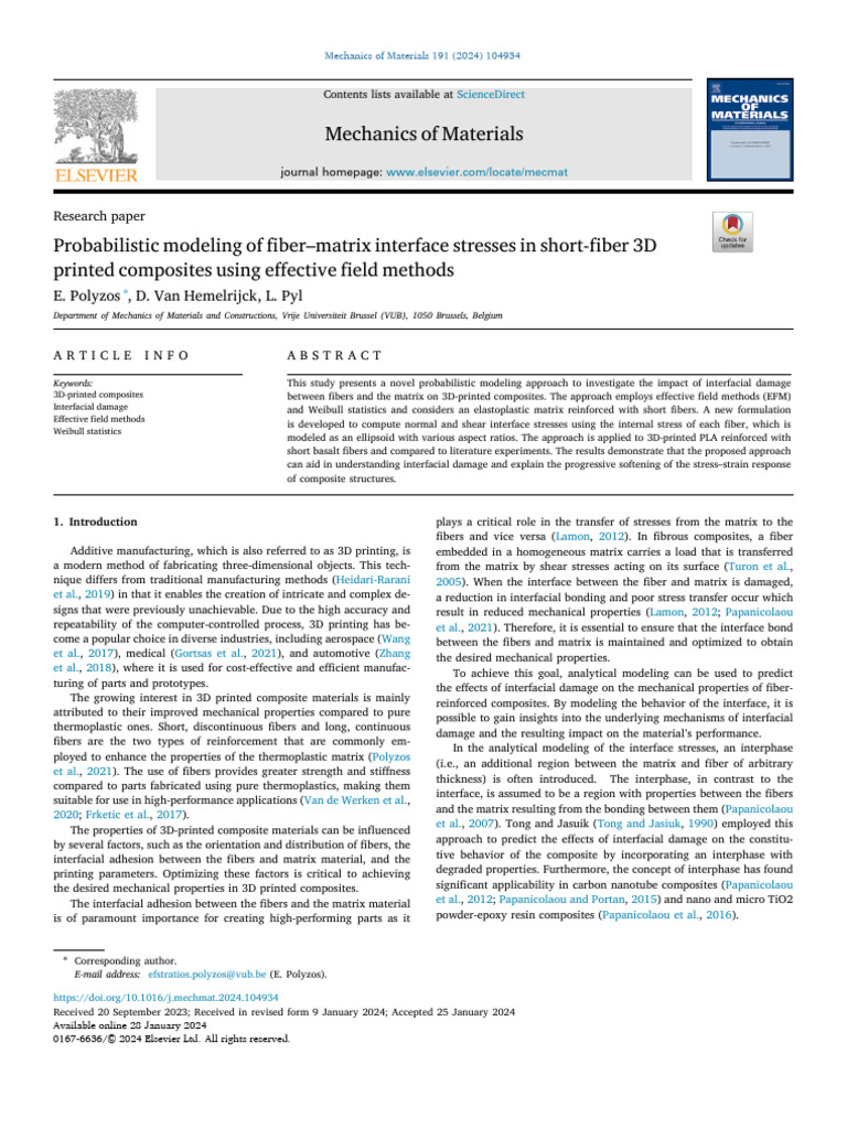 Probabilistic Modeling of Fiber Matrix Interface Stresses in 2024 ... Probabilistic Modeling of Fiber Matrix Interface Stresses in 2024 ...